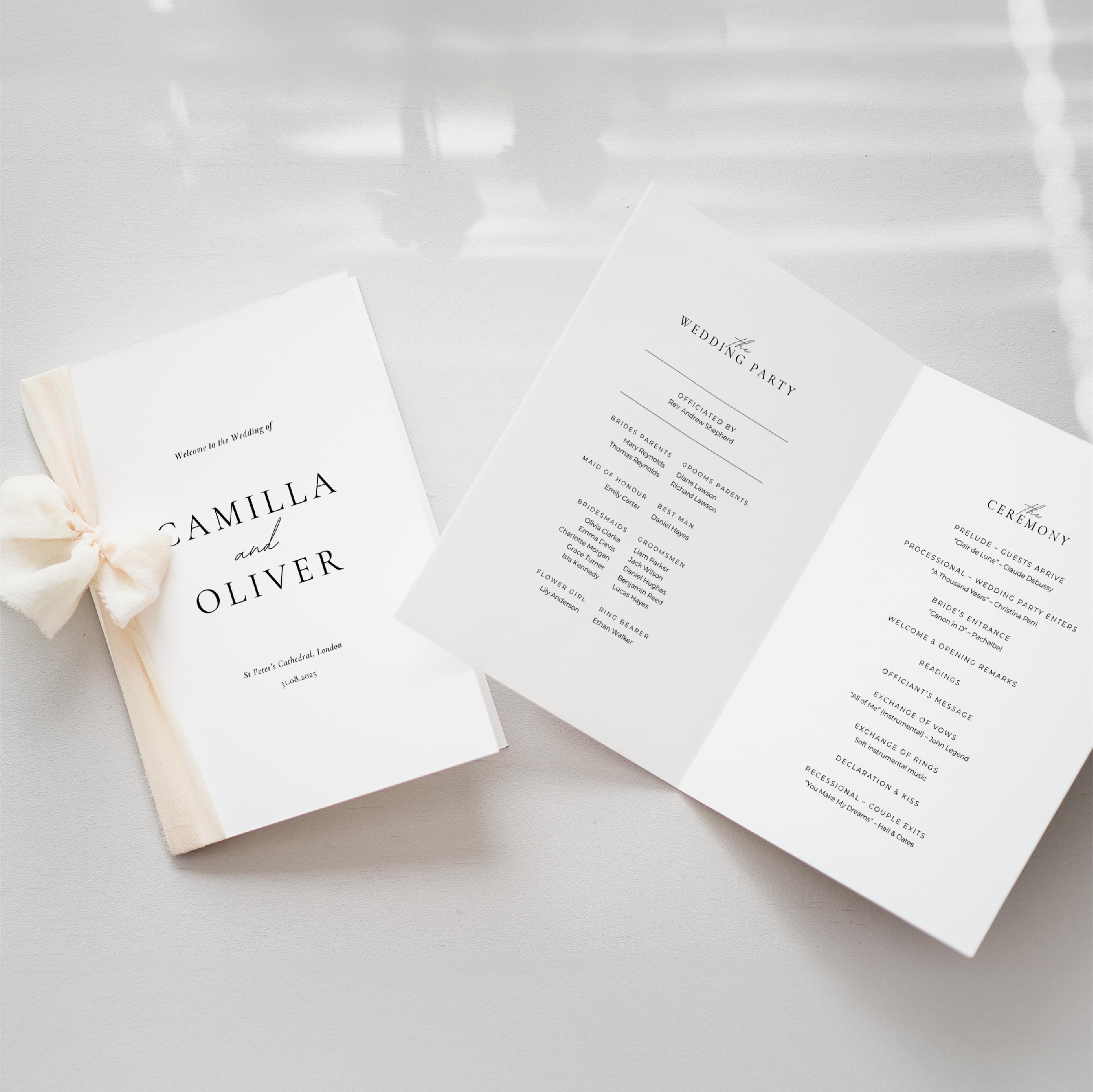 Folded Wedding Program Template, Editable Ceremony Program, Digital ...