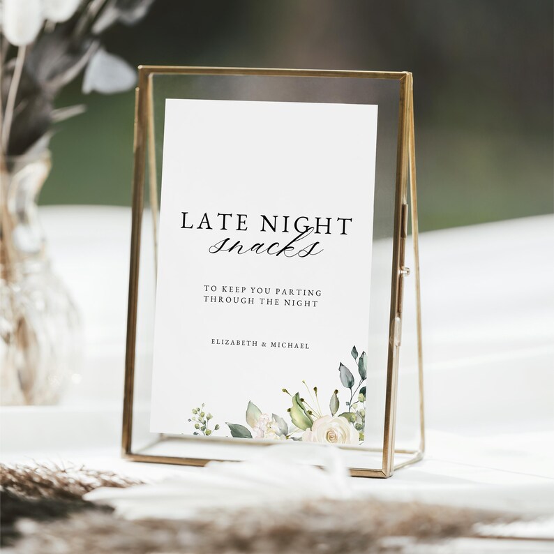 Wedding Snack Bar Sign, Printable Editable Template, Minimalist Snack ...