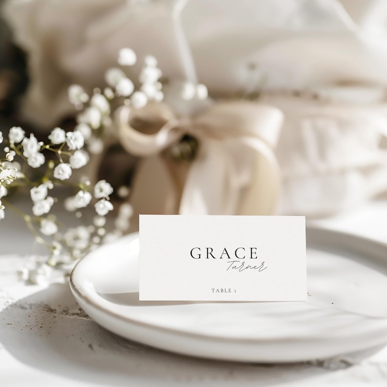Minimal Wedding Place Cards Template, Editable Place Card, Modern ...