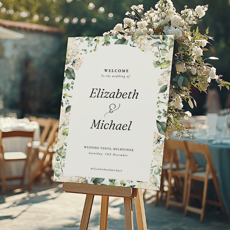 Wedding Welcome Sign Printable, Floral Welcome Sign Template, Editable ...