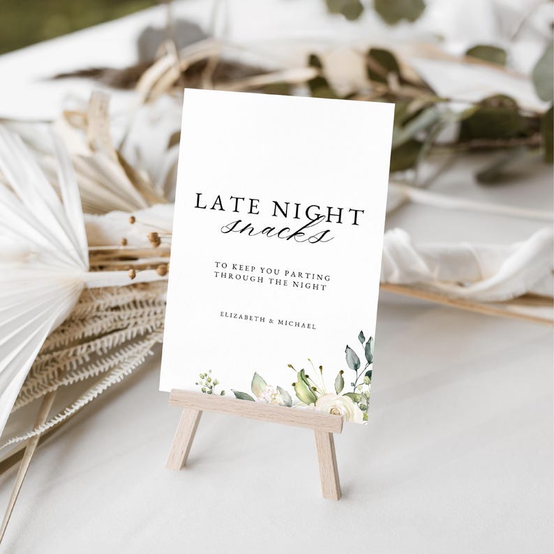 Wedding Snack Bar Sign, Printable Editable Template, Minimalist Snack ...