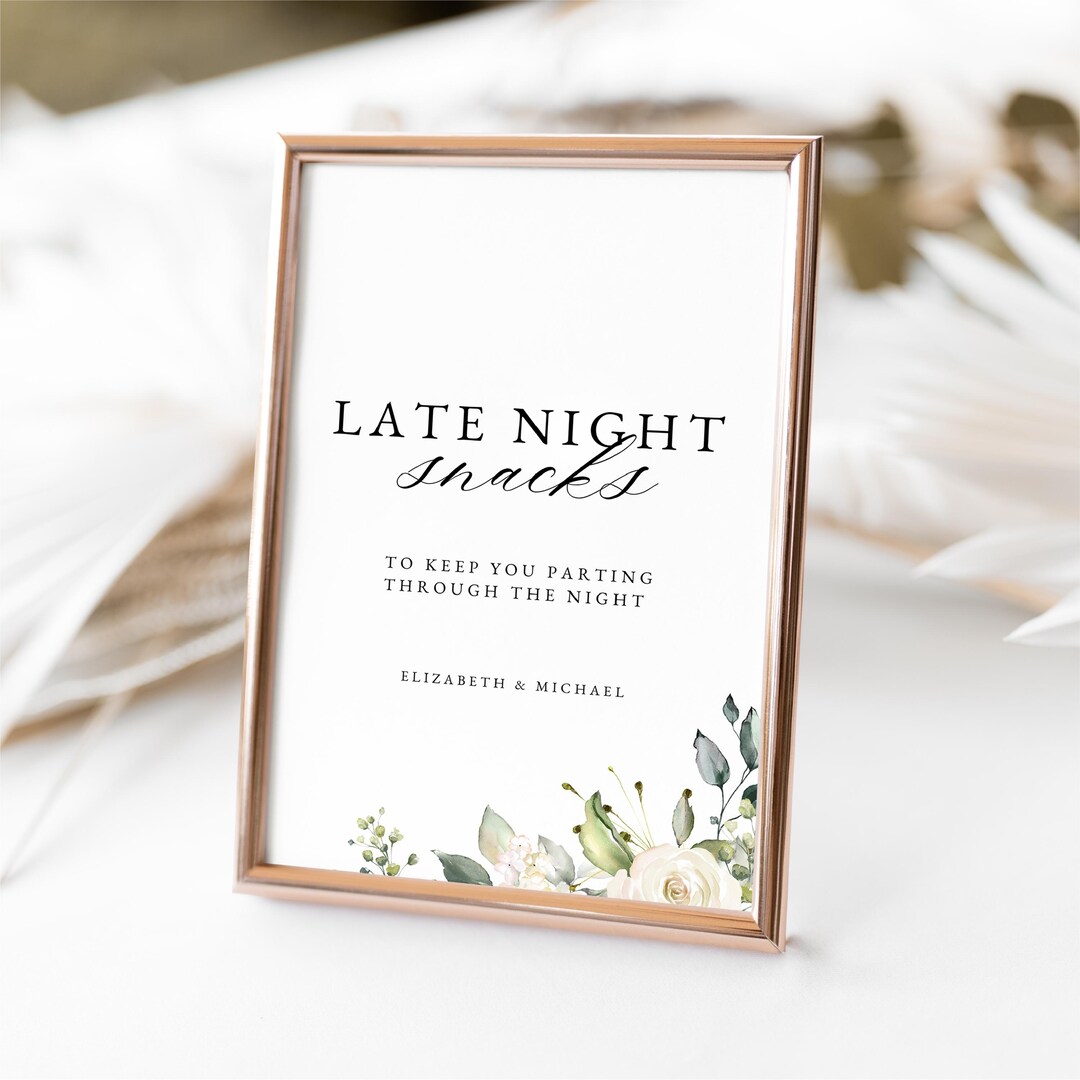 Wedding Snack Bar Sign, Printable Editable Template, Minimalist Snack ...