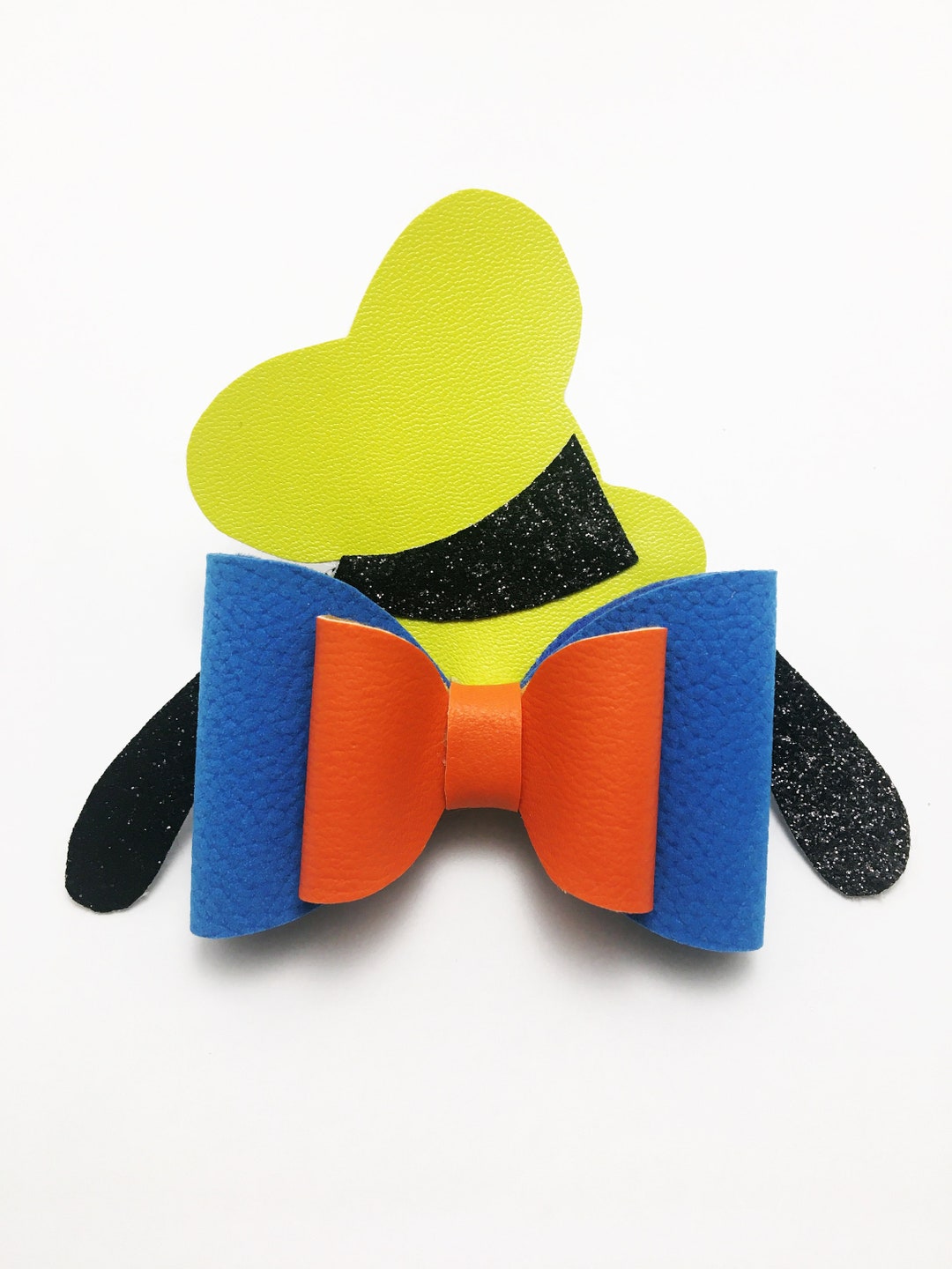 Goofy Disney Inspired Faux Leather Glitter Hair Bow - Etsy