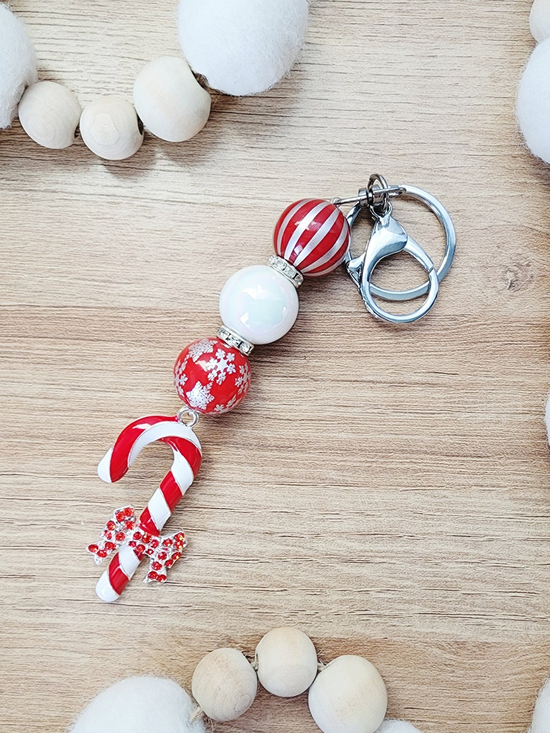 Candy Cane Keychain | Bubblegum Keychain | Charm | Beads | Chunky Beads ...