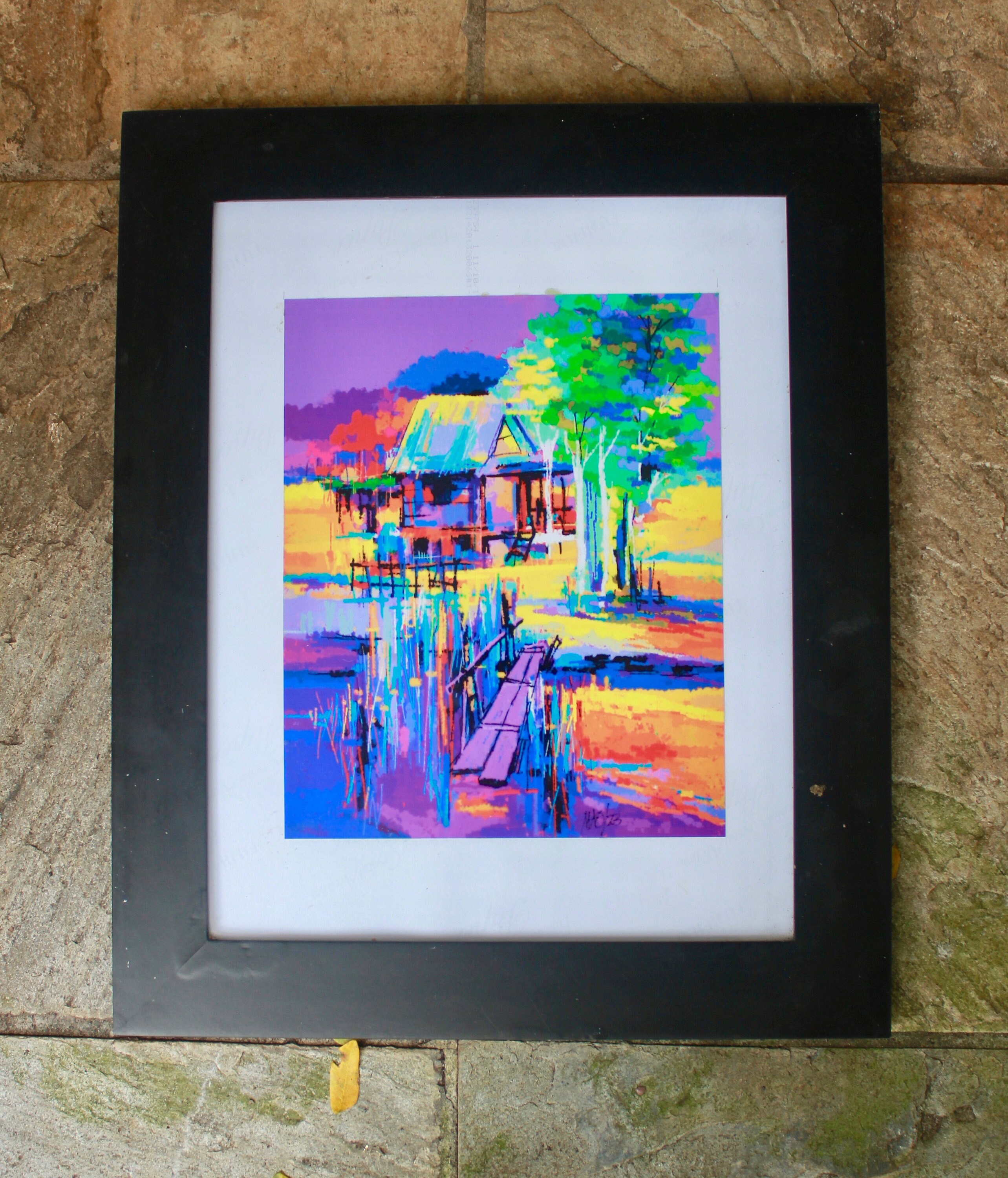 Bahay Kubo Art, Philippine Scene Painting, Oriental Art, Nipa Hut ...