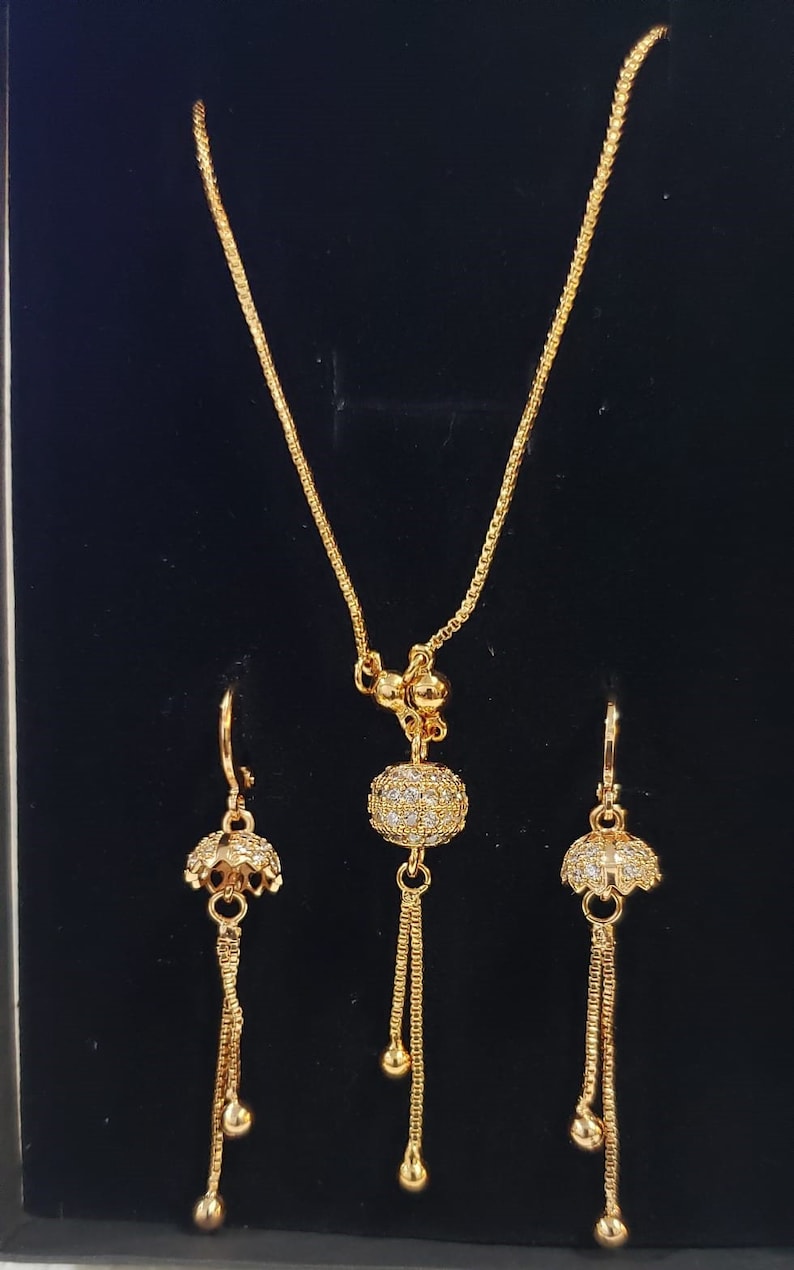 Gold Color Pendant Earring Jewelry Set for Women Elegant Women's ...