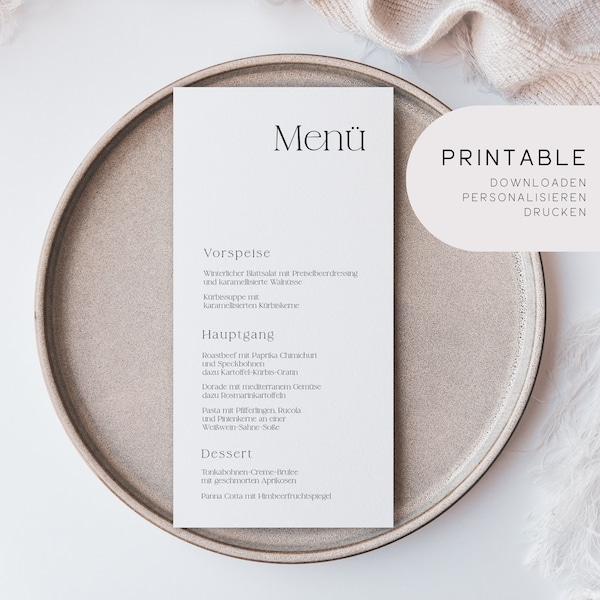 Diy Menu Card - Etsy