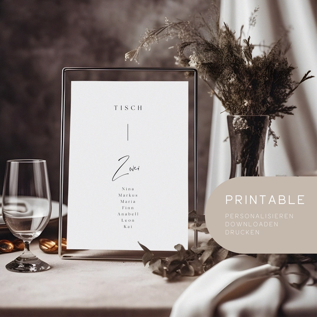 Printable | Table Numbers Wedding | Table Number With Name | Seating ...