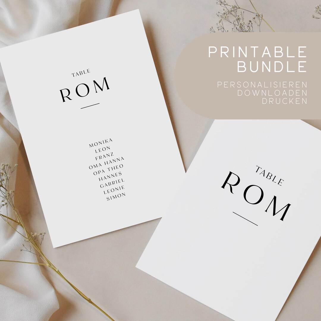 Printable Bundle Table Number + Seating Plan Card | Table Number With ...