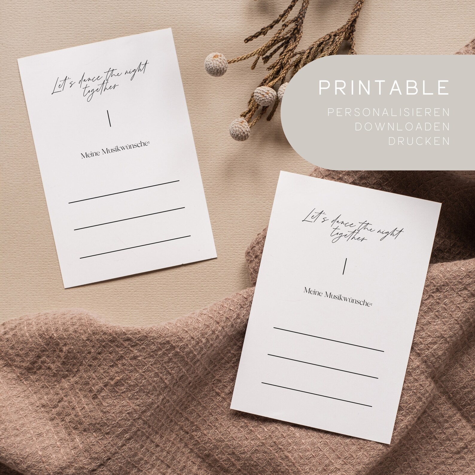 Printable | Music Request Cards | Wedding Music Requests | Music ...