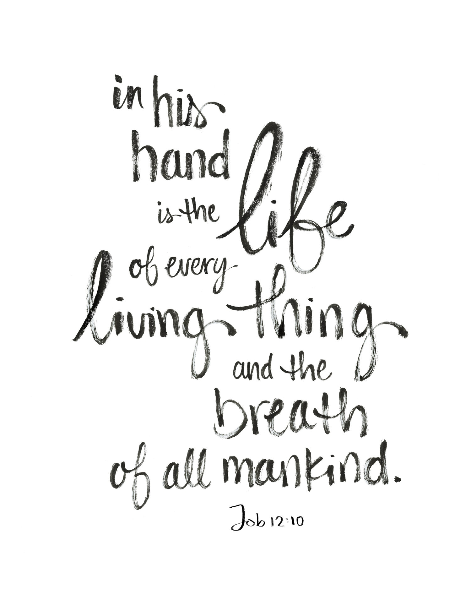 Bible Verse Art Print, Job 12 10, Instant Art, Encouraging Bible Art ...