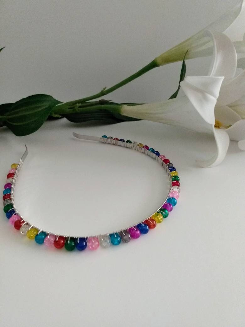 Rainbow Bead Headband Colourful Beaded Headband for Women - Etsy
