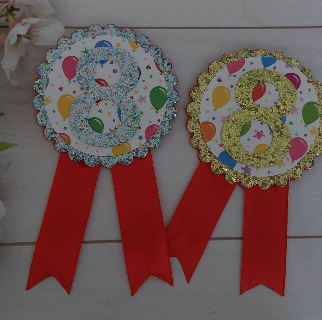 Handmade Birthday Badge 8, Eight Year Old Birthday, Age 8, Gold ...