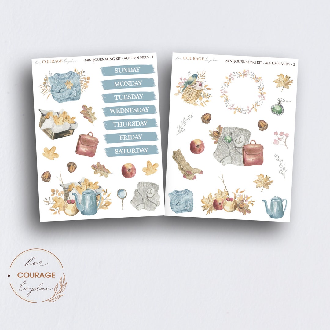 WEEKLY Journaling Deco Stickers, Cozy Autumn Vibes Planner Kit ...
