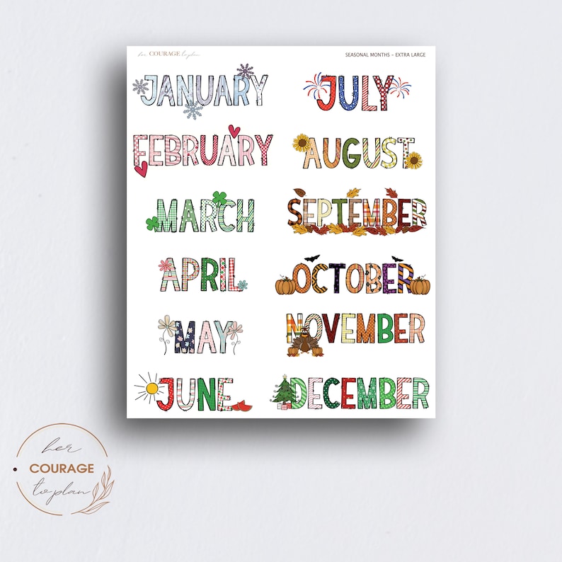 Themed Months of the Year Months Headers Monthly Title - Etsy