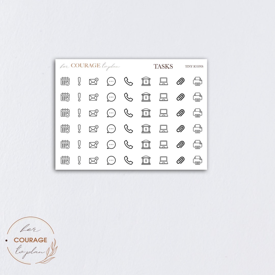 TEENY TINY Planner Icon Stickers, TASKS Tiny Icon Stickers, Mini Teeny ...