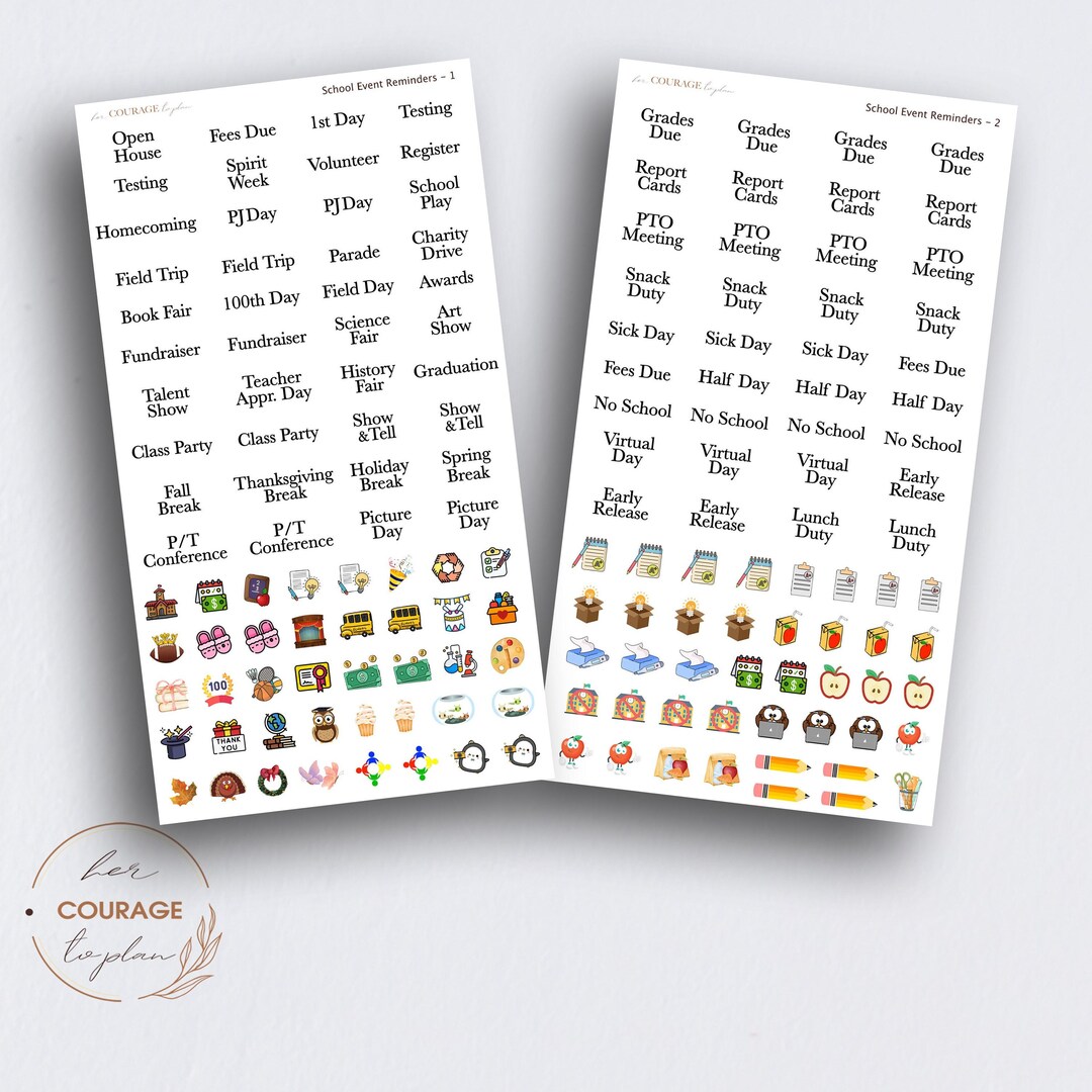 School Year Planner Stickers, Mini Back to School Teacher and Students ...