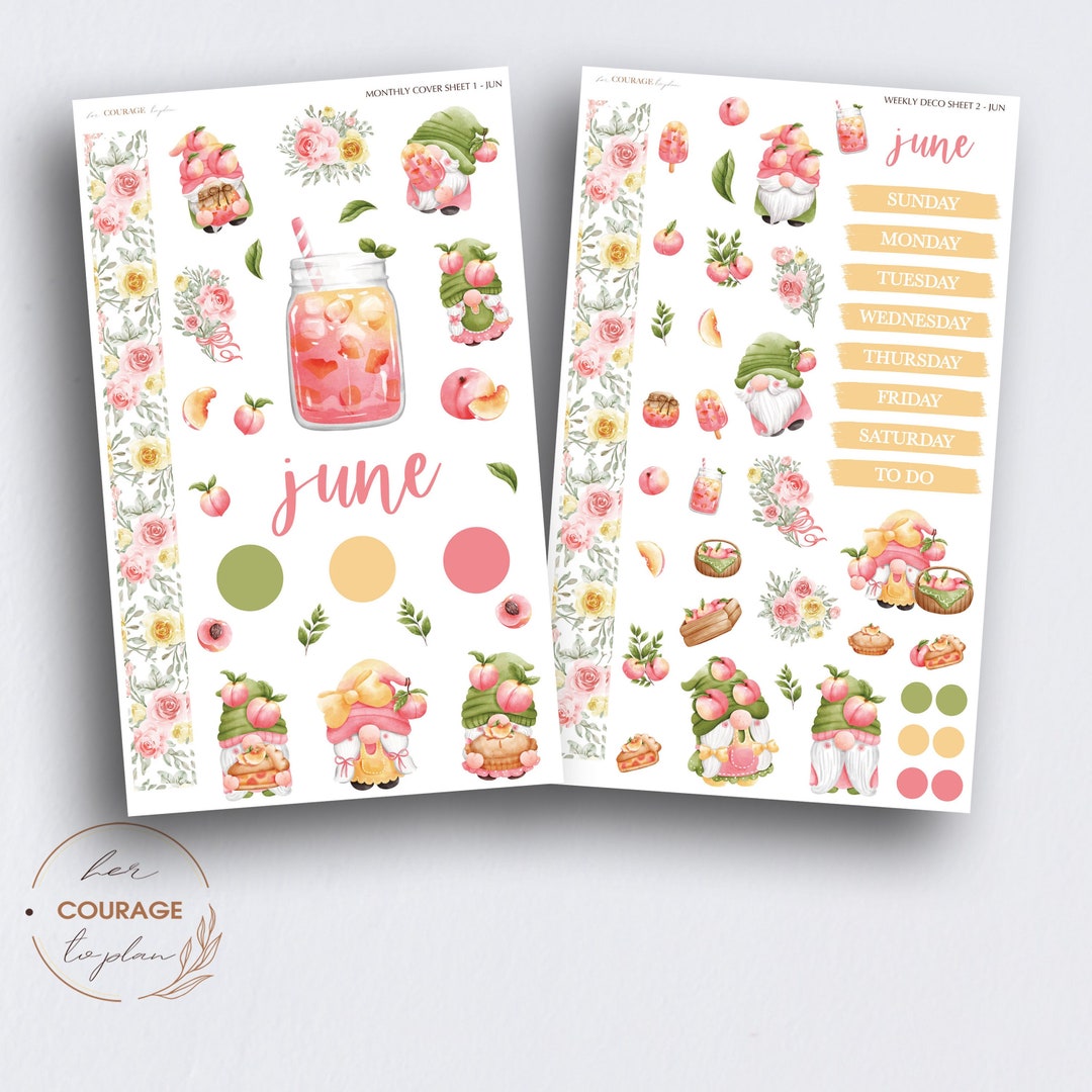 Gnome Planner Stickers Kit, PEACH PIE Gnome Weekly Planner Kit Deco ...