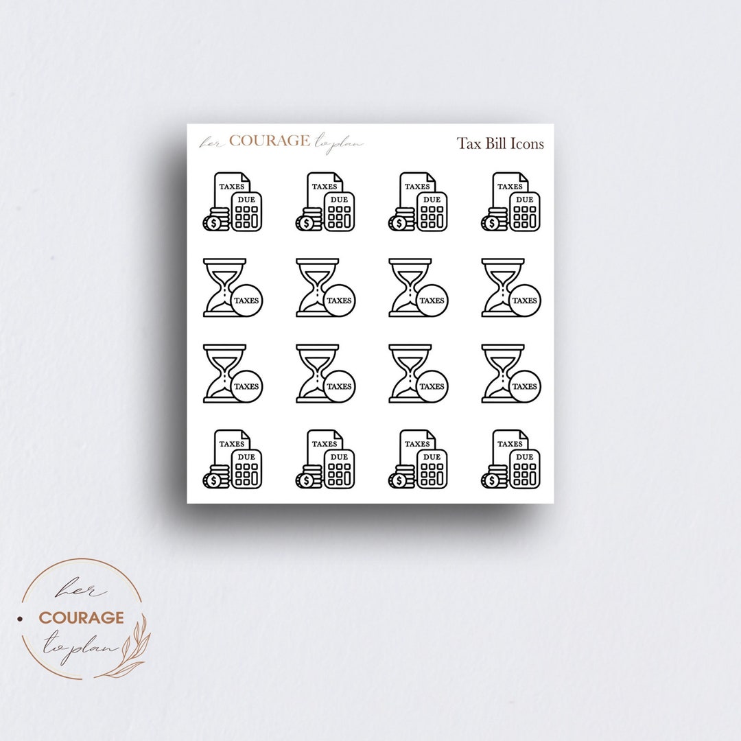 TAXES DUE Planner Stickers, Cute MINI Tax Bill Reminders Icons, Pay ...