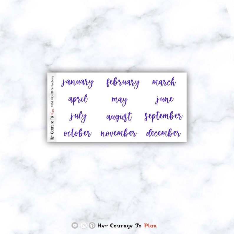 Mini Months of the Year Planner Script Stickers Calendar & - Etsy