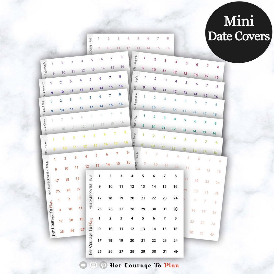 Date Numbers, Calendar Dates Stickers for Bullet Journal Planners ...
