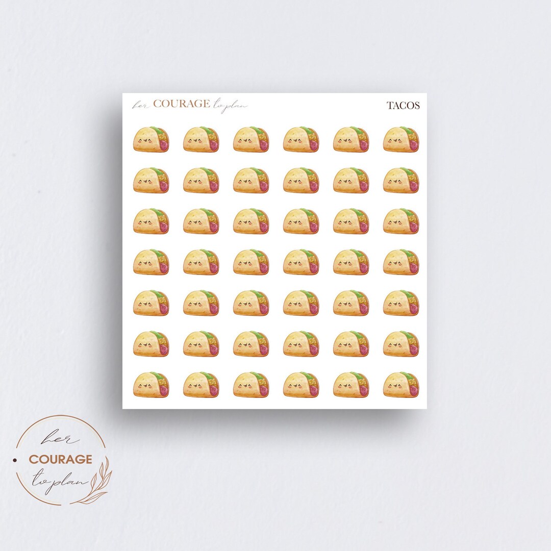 TACOS Planner Stickers, Mini Taco Tuesdays Icons, Eating Out Stickers ...