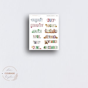 Themed Months of the Year, Months Headers, Monthly Title Stickers, Cute ...