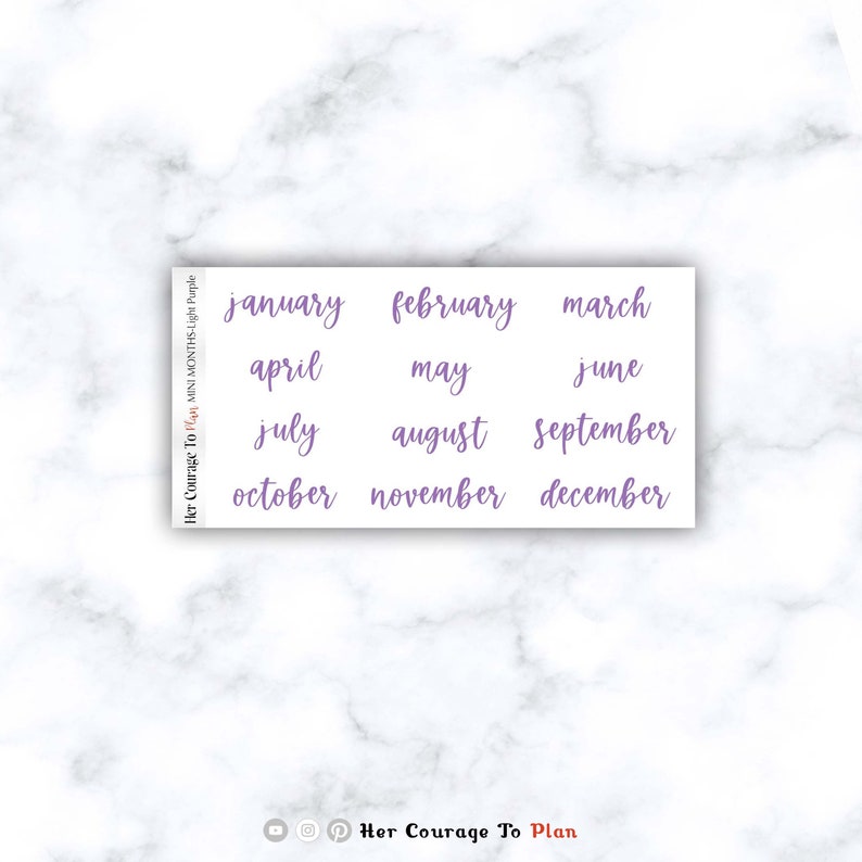 Mini Months of the Year Planner Script Stickers, Calendar & Notes ...