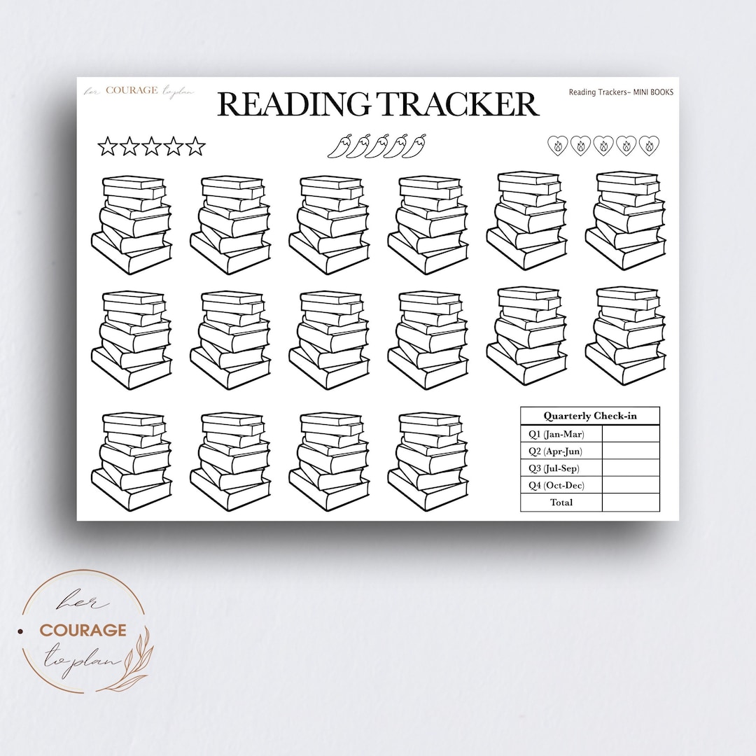 Reading Challenge Tracker Stickers, Book Stacks TBR Trackers Monthly or ...