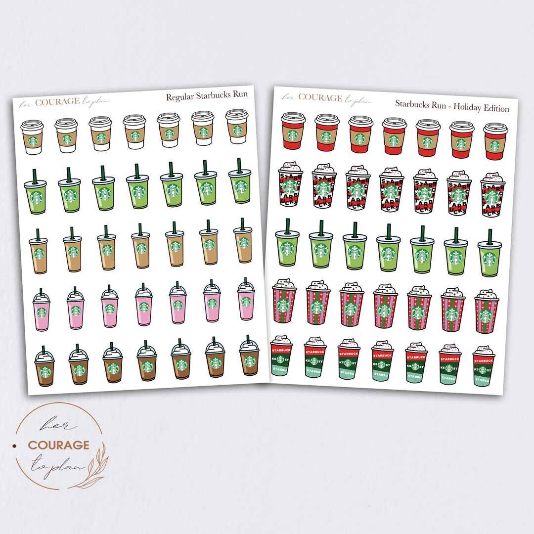 Mini Starbucks Cup Icons, Christmas Holiday Cups Planner Sticker Sheet ...