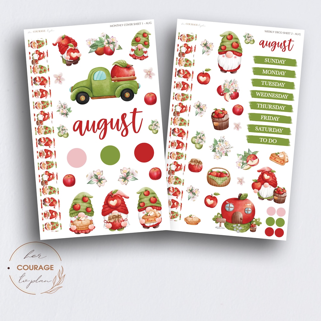 Gnome Planner Stickers Kit, APPLE PIE Gnome Weekly Planner Kit Deco ...