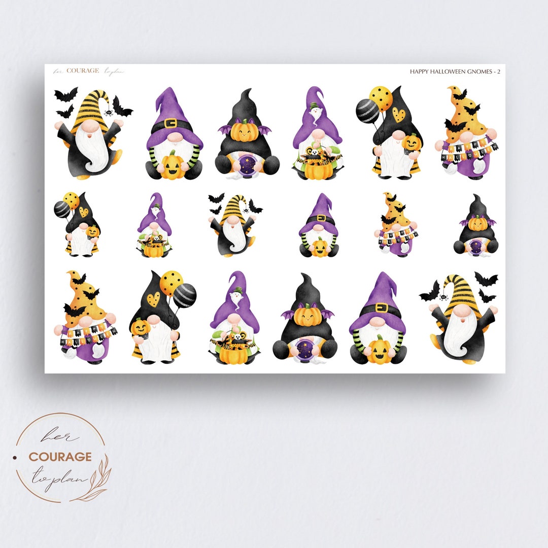Gnome Planner Stickers, HAPPY HALLOWEEN GNOMES V2, Halloween Gnomes ...