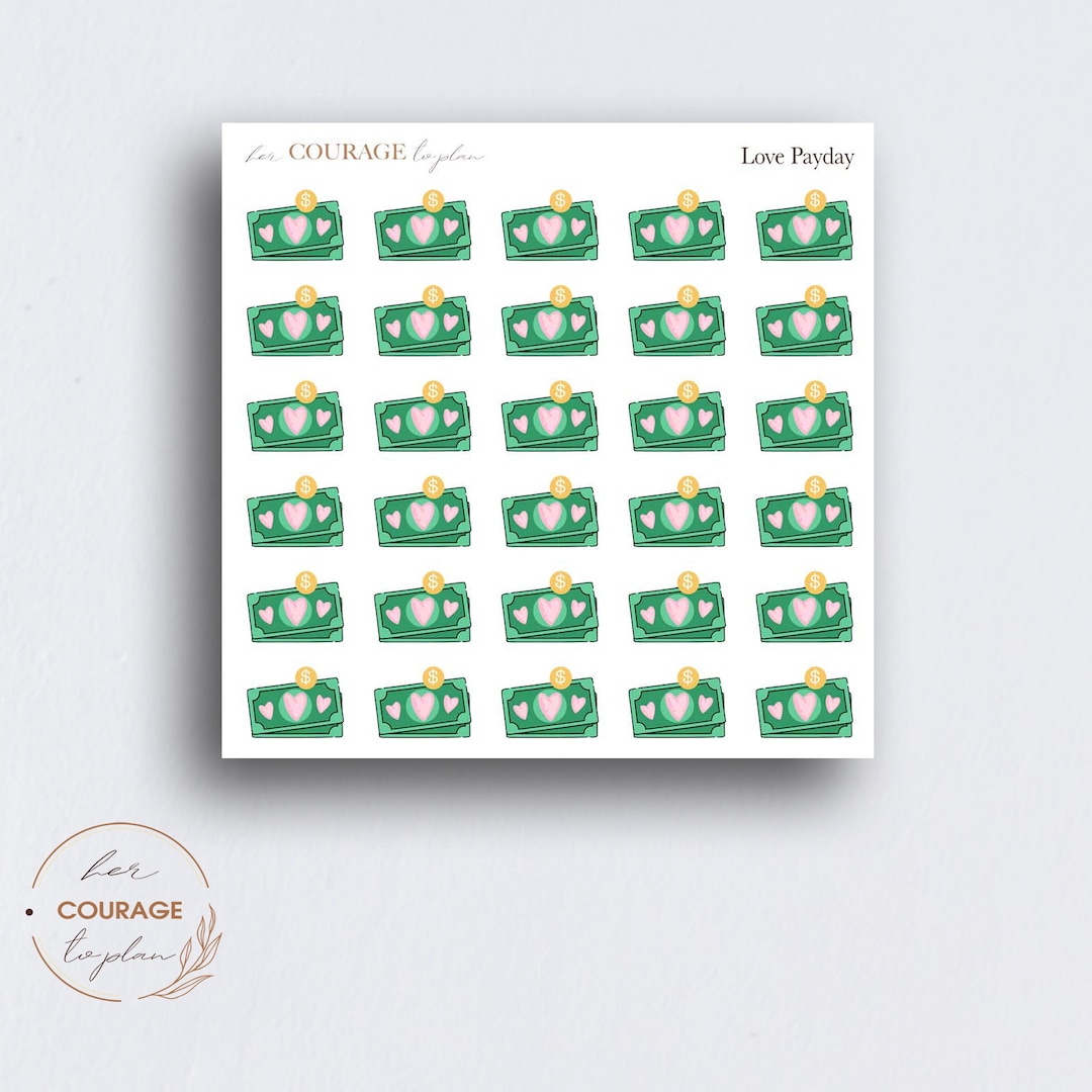 PAYDAY Planner Stickers, LOVE PAYDAY Mini Cash Money Icons, Paycheck ...