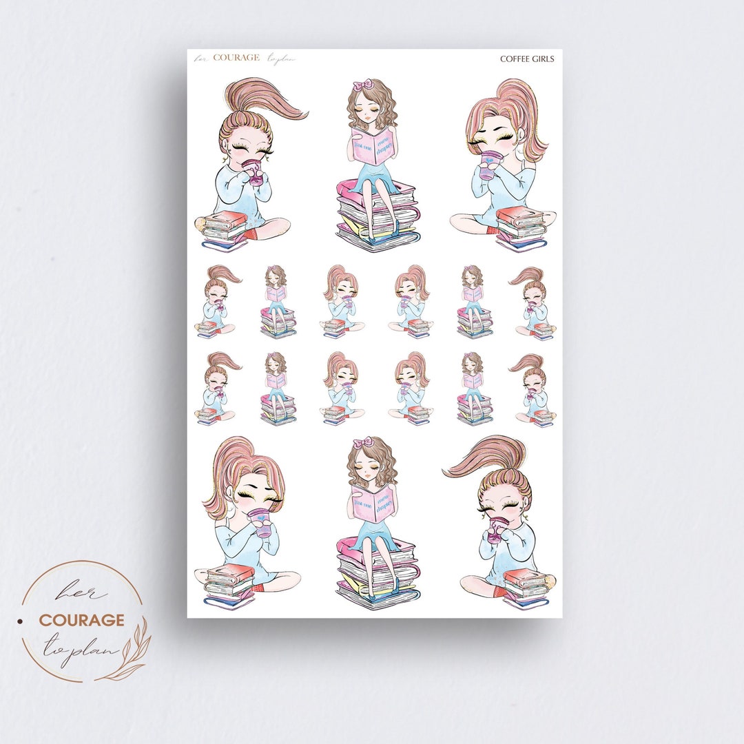 Coffee Girls Journal Stickers, Cute Coffee Girls, Cute Dolls Planner ...