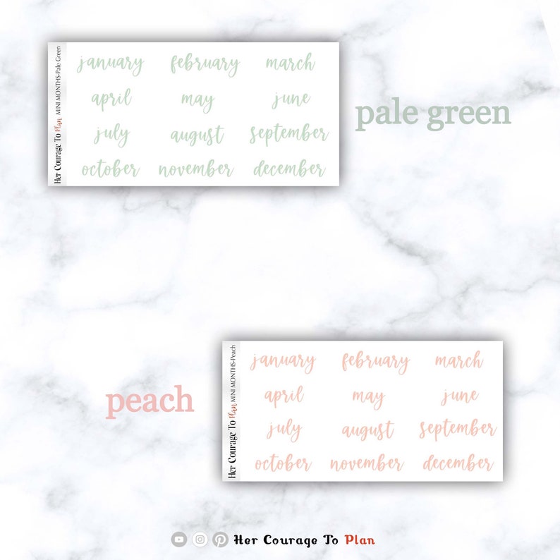 Mini Months of the Year Planner Script Stickers Calendar & - Etsy