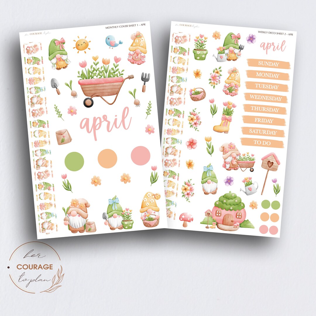 Gnome Planner Sticker Kit, SPRING GARDENING Gnome Weekly Planner Deco ...
