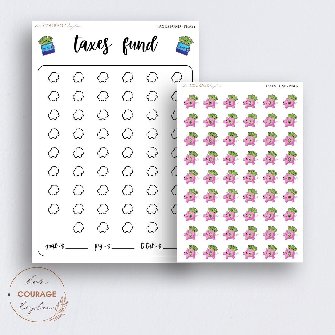 TAXES Fund Savings Planner Stickers, Budget Friendly Beginner Savings ...