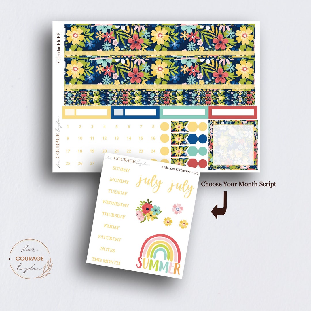 CHOOSE YOUR MONTH, Calendar Kit Stickers, Pick Any Month, July Summer ...