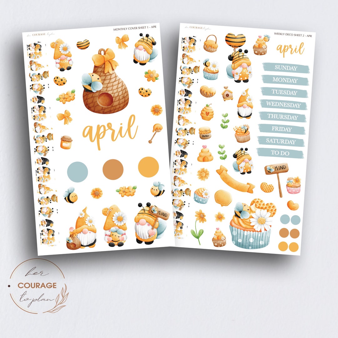 Gnome Planner Stickers Kit, HONEY BEES Gnome Weekly Planner Kit Deco ...