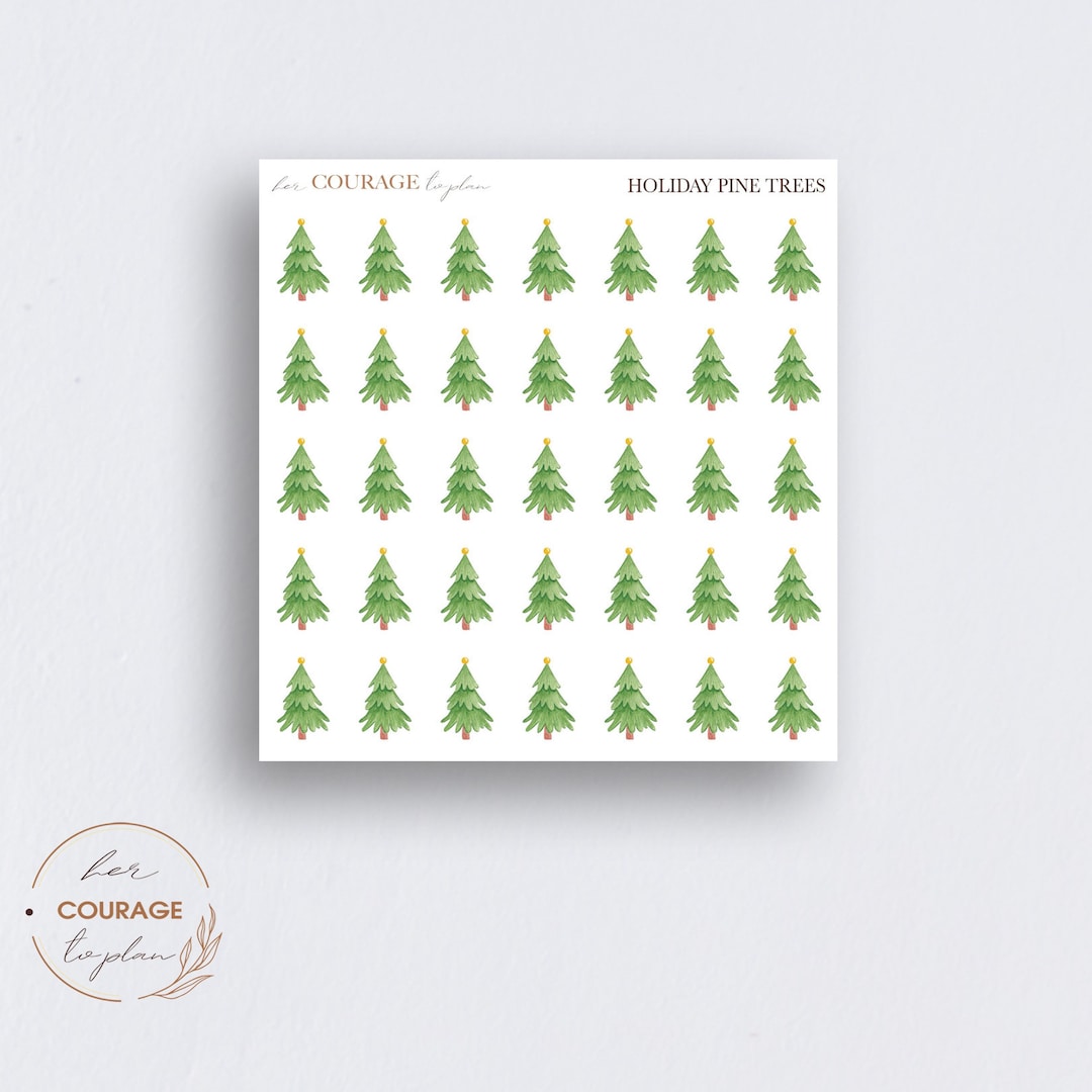 HOLIDAY PINE TREES Icons Planner Stickers, Mini Green Pine Tree ...
