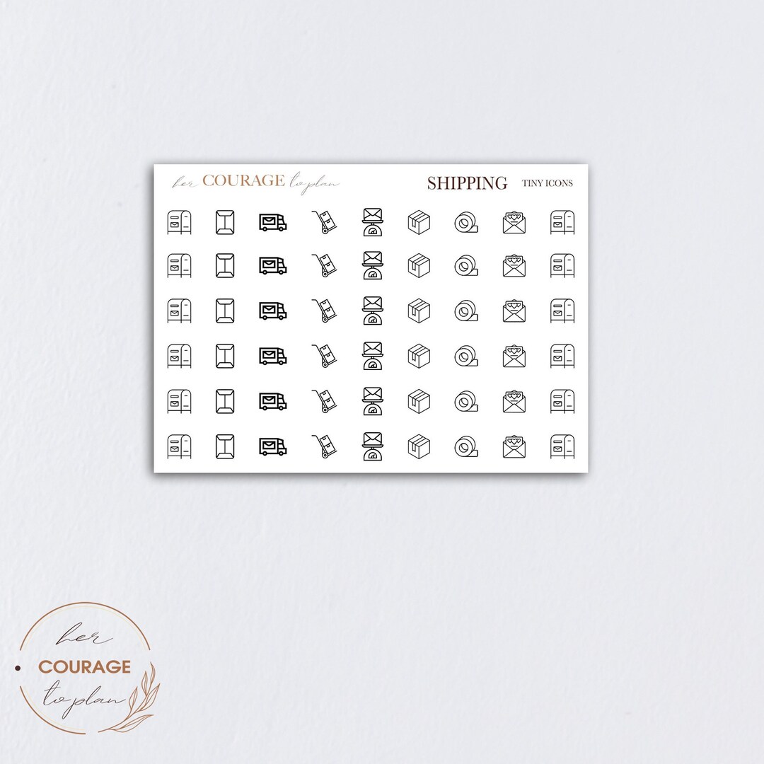 TEENY TINY Planner Icon Stickers, SHIPPING Icon Stickers, Mini Teeny ...