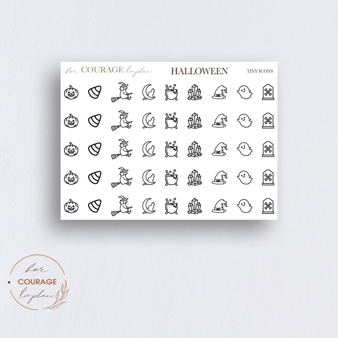 TEENY TINY Planner Icon Stickers, HALLOWEEN Planner Stickers, Mini ...