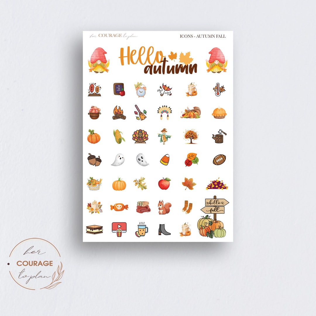 Fall Bucket List Planner Stickers, HELLO AUTUMN FALL Bucket List Mini ...