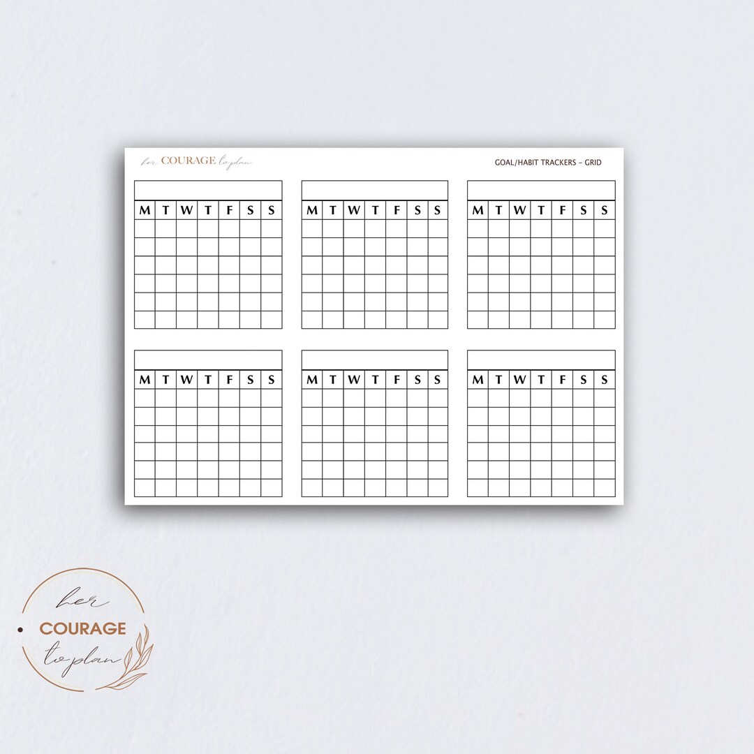 Habit Tracker, MONTHLY GRID Tracker Planner Stickers for Bullet ...