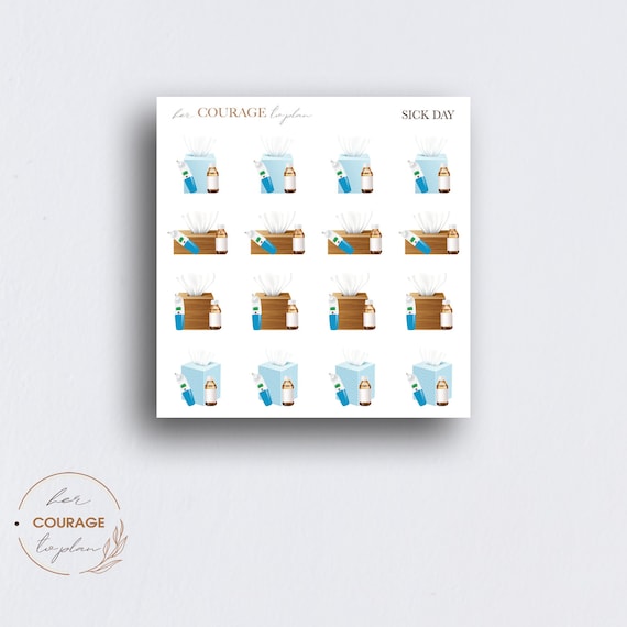 Sick Day Icon Planner Stickers Cute MINI Sick Day Tissue - Etsy