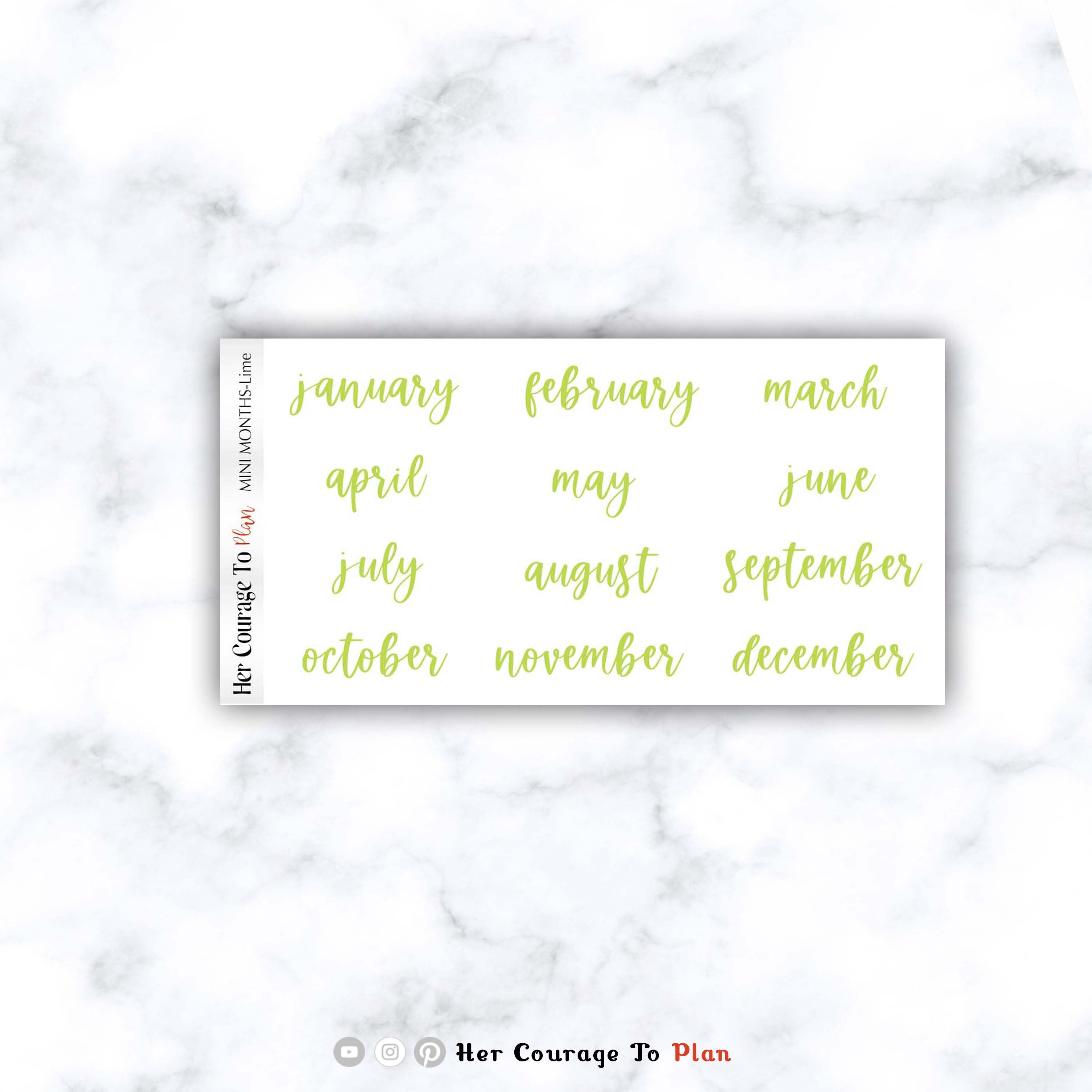 Mini Months of the Year Planner Script Stickers, Calendar & Notes ...