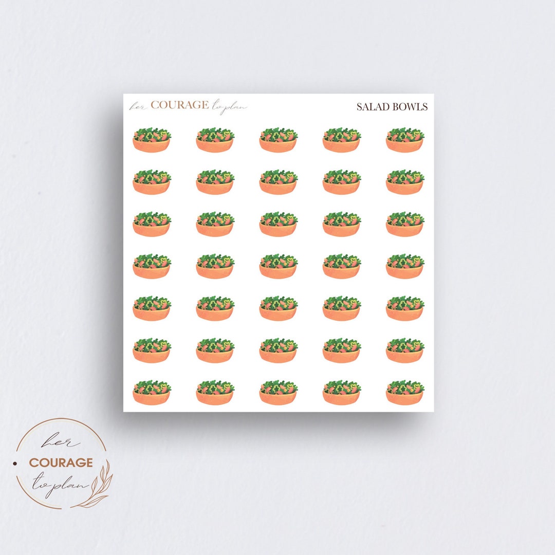 SALAD BOWL Planner Stickers, Mini Salad Icons, Eating Out Stickers ...