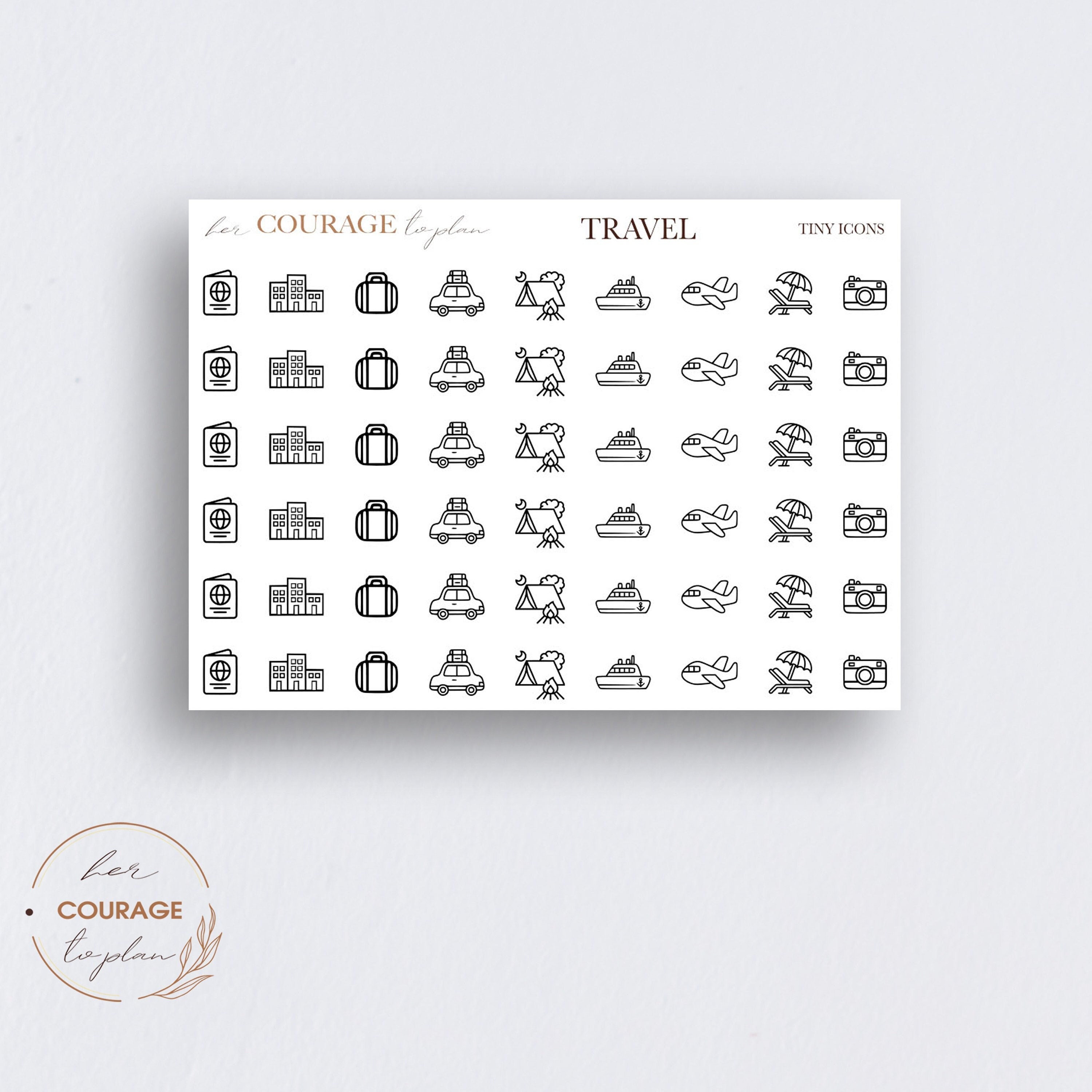 TEENY TINY Planner Icon Stickers, TRAVEL Icon Stickers, Mini Teeny Tiny ...
