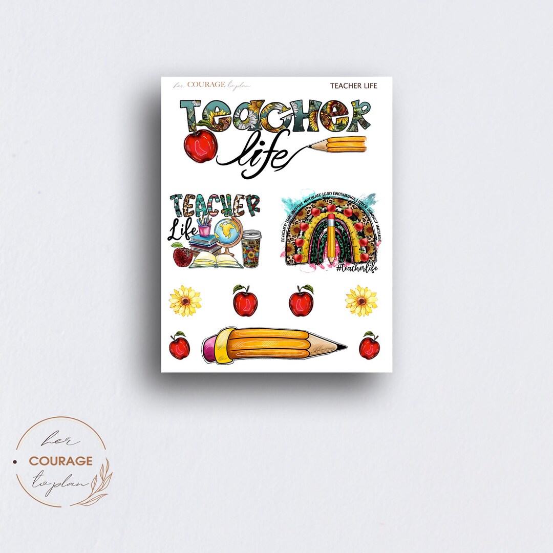 Teacher Quotes Planner Stickers, TEACHER LIFE, Teacher Appreciation ...