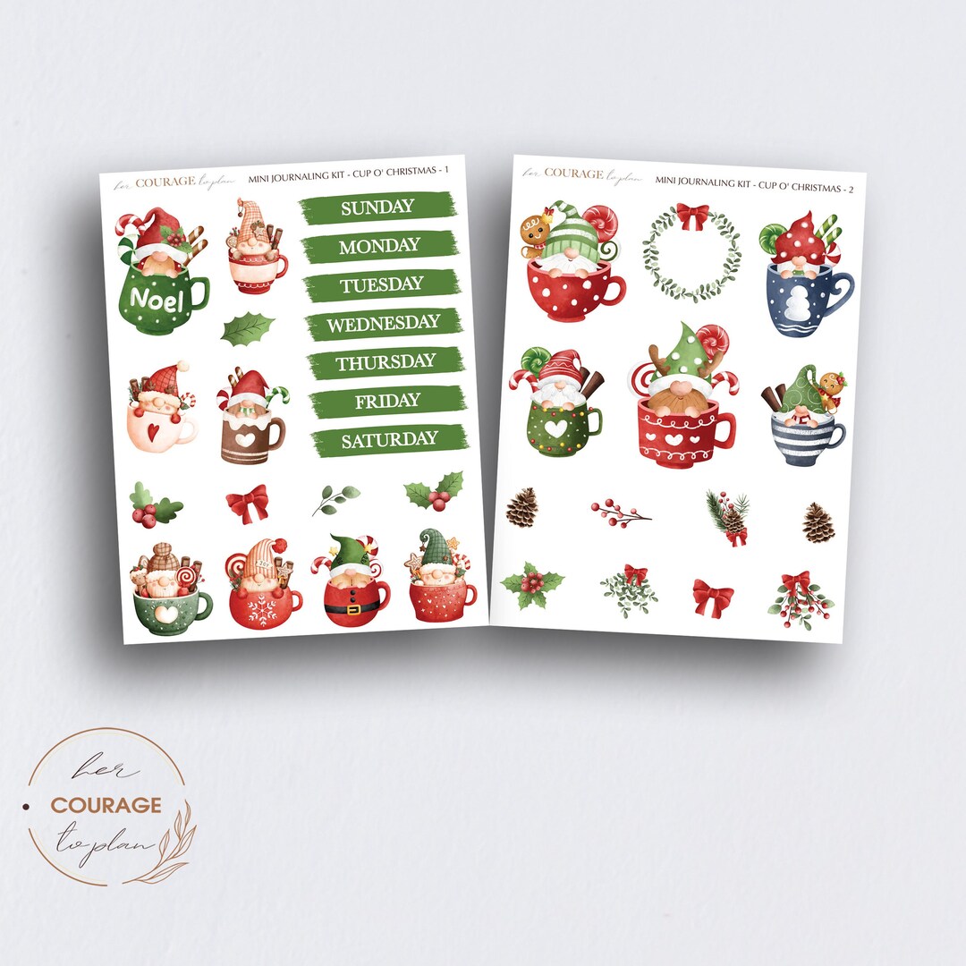 WEEKLY Journaling Deco Stickers, MINI Cup O Christmas GNOMES Planner ...